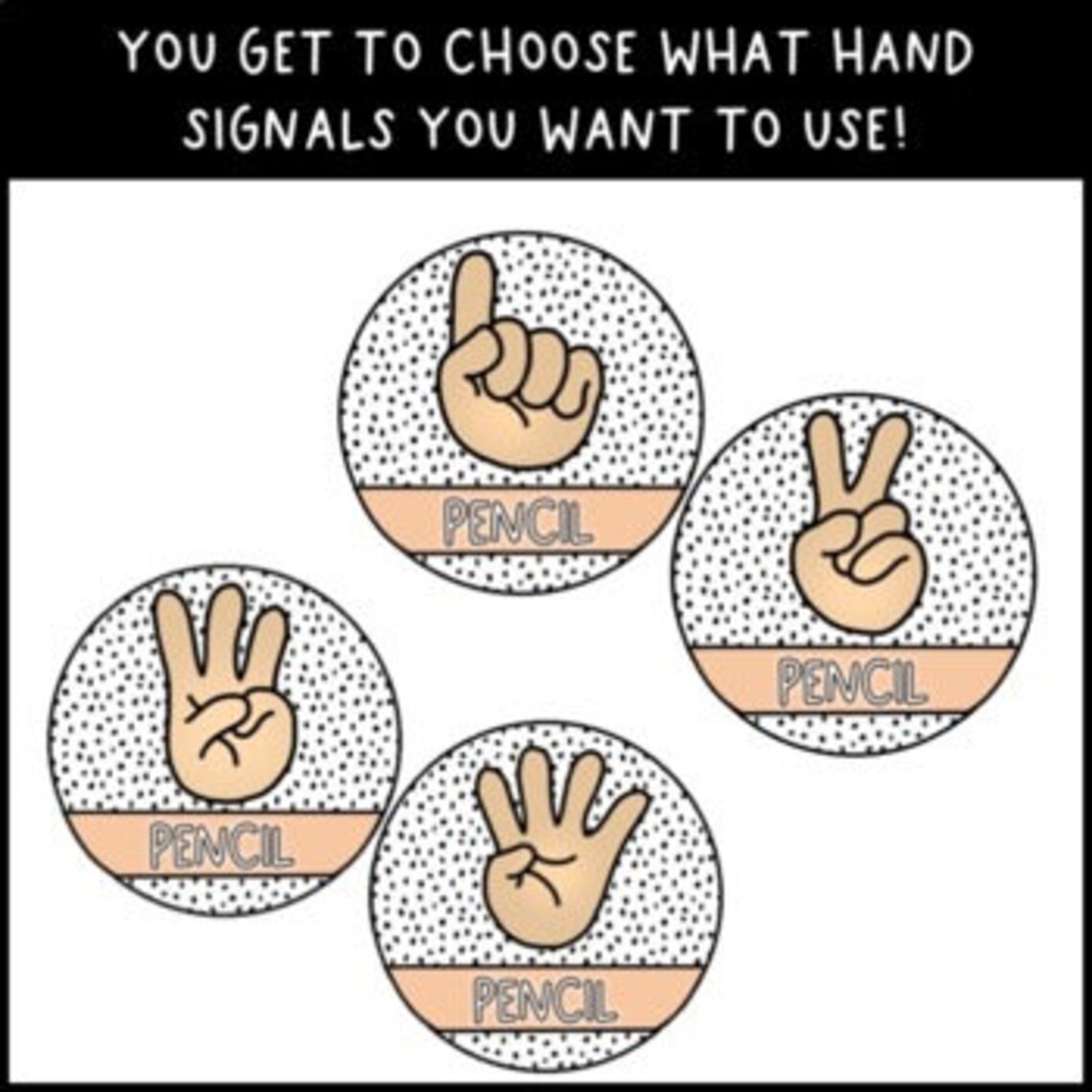 Pastel Rainbow Dalmatian Multicultural Hand Signals for Classroom ...