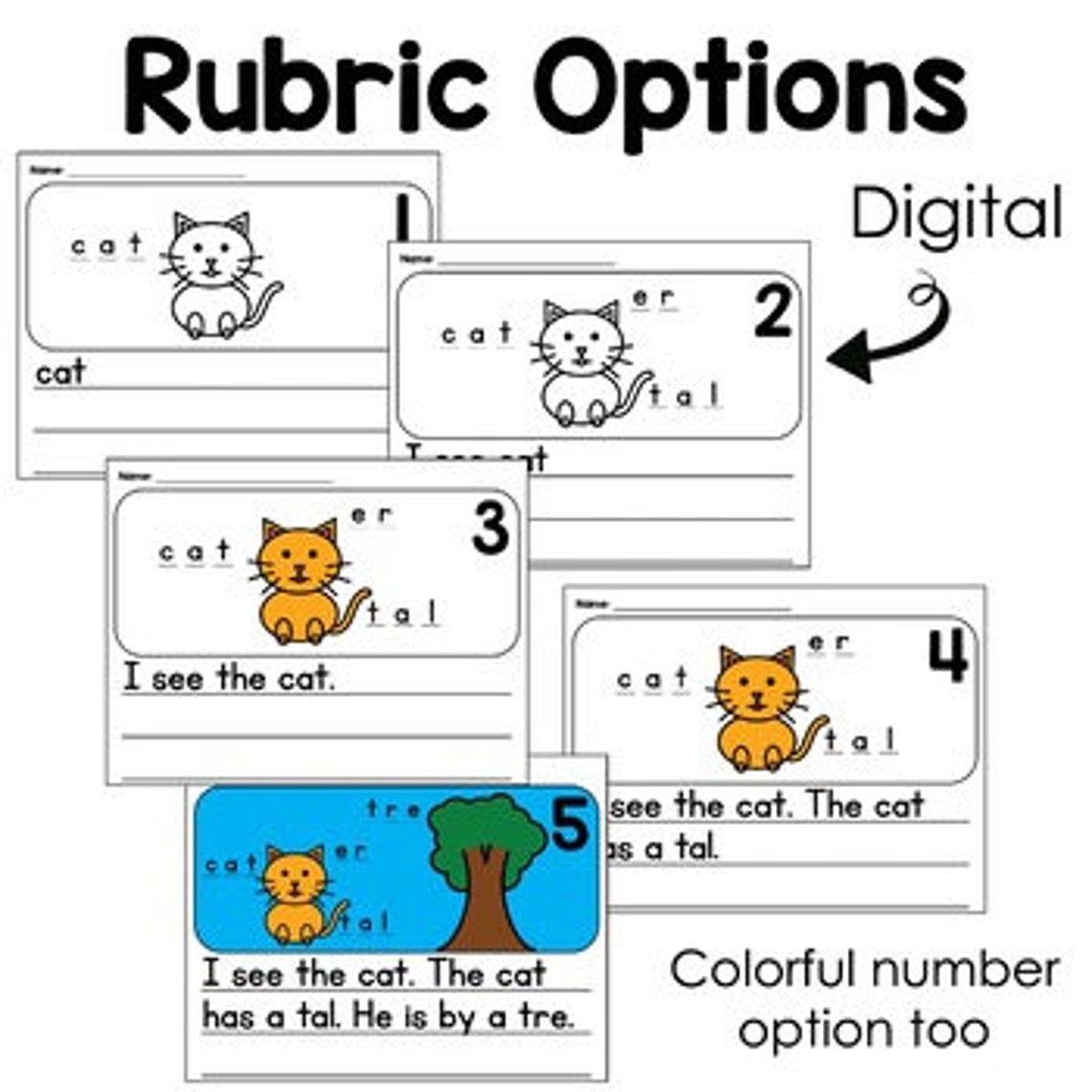 Kindergarten Visual Rubric | 5 Star Writing - Etsy