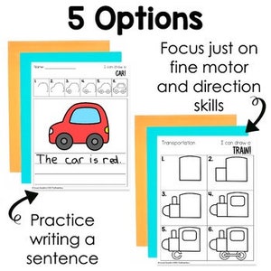 Transportation Directed Drawings | Car | Bus | Train - Etsy