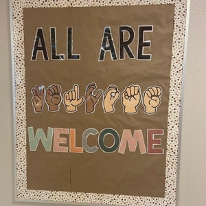 All Are Welcome Bulletin Board Boho Classroom Decor American Sign ...