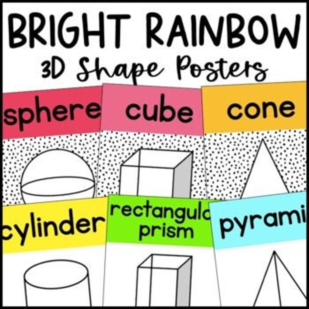 Bright Rainbow 3D Shape Posters | Dalmatian Print - Etsy
