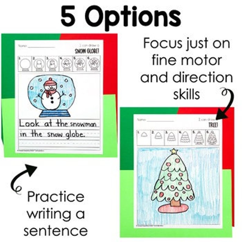 December Directed Drawings With Shapes Winter Christmas - Etsy