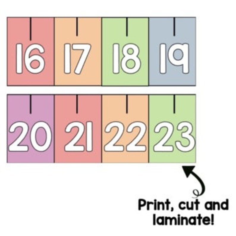 Pastel Rainbow Number Line Editable Calm Decor - Etsy
