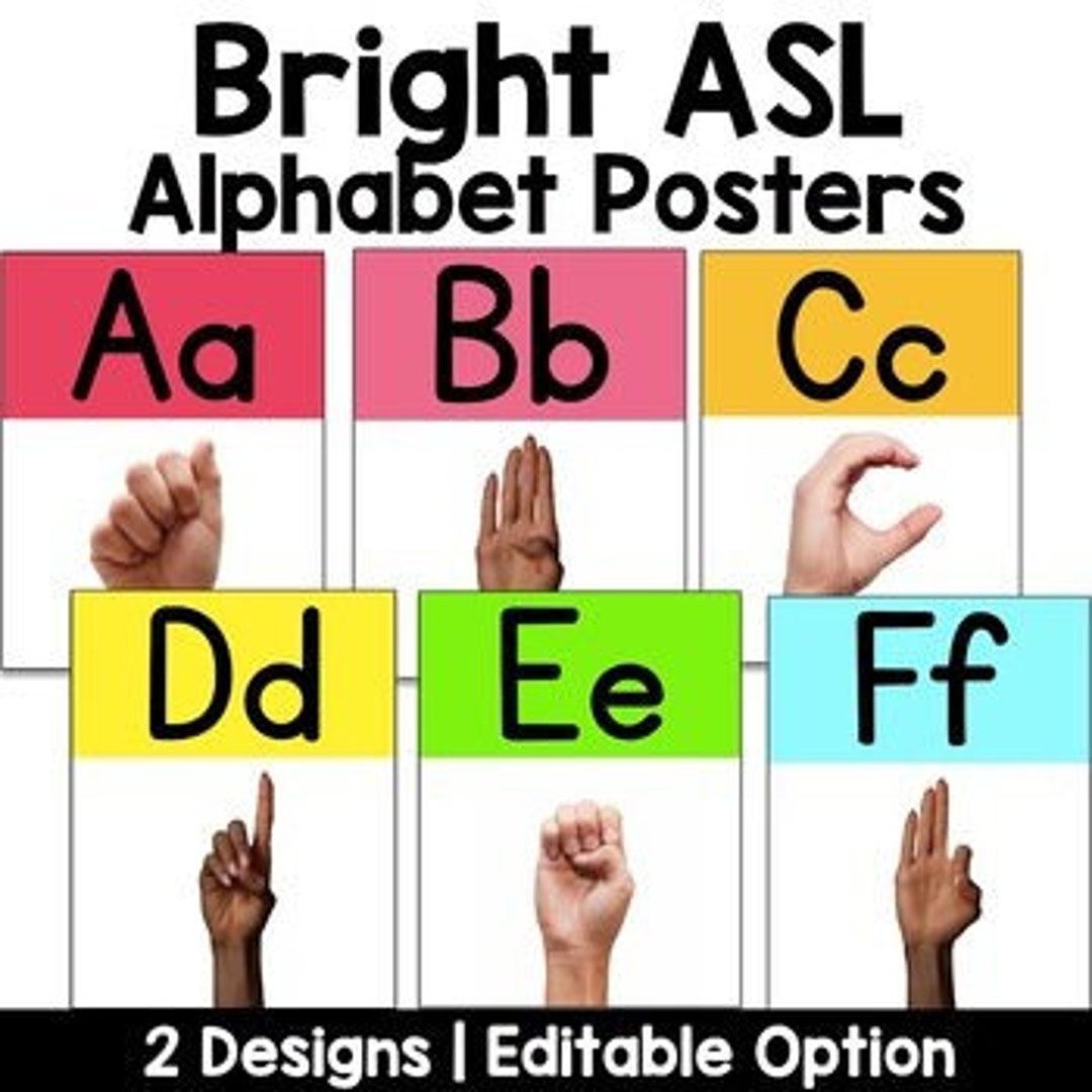 Bright Rainbow ASL Alphabet Poster Real Pictures Nonfiction Editable - Etsy