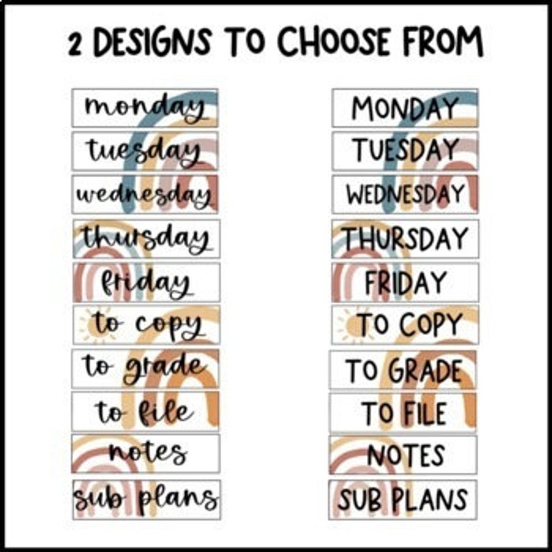 Modern Boho Rainbow Rolling Cart Labels Editable Printable - Etsy