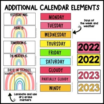 Bright Rainbow Calendar | Editable | Colorful Classroom Decor ...