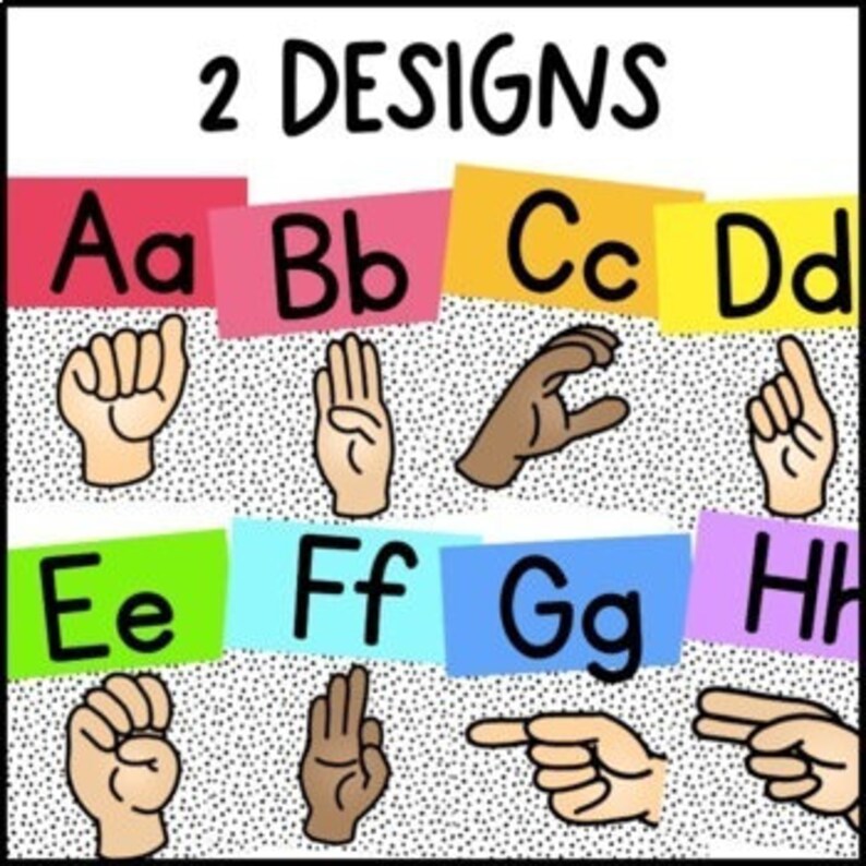 Bright Rainbow ASL Alphabet Poster | Dalmatian Print | Editable - Etsy