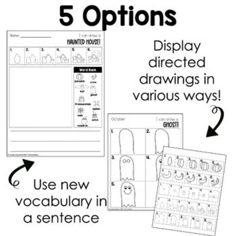 October Directed Drawings With Shapes | Halloween | Fall | Autumn - Etsy