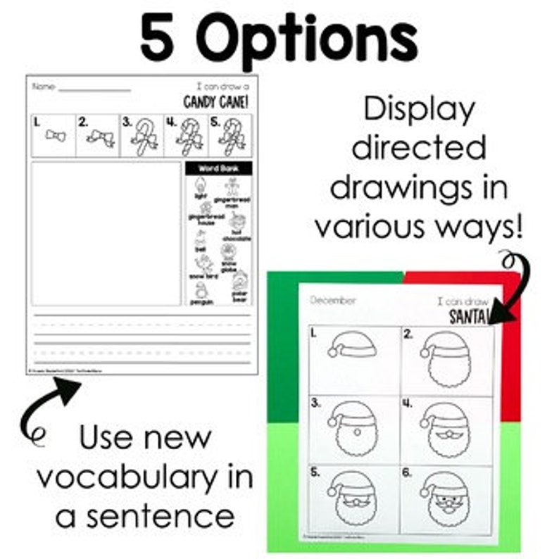 December Directed Drawings With Shapes Winter Christmas - Etsy