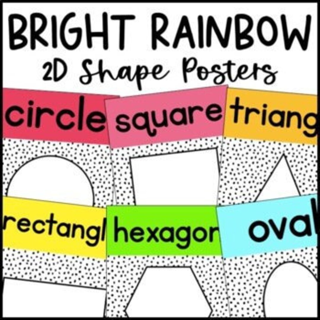 Bright Rainbow 2D Shape Posters | Dalmatian Print | Colorful Classroom ...