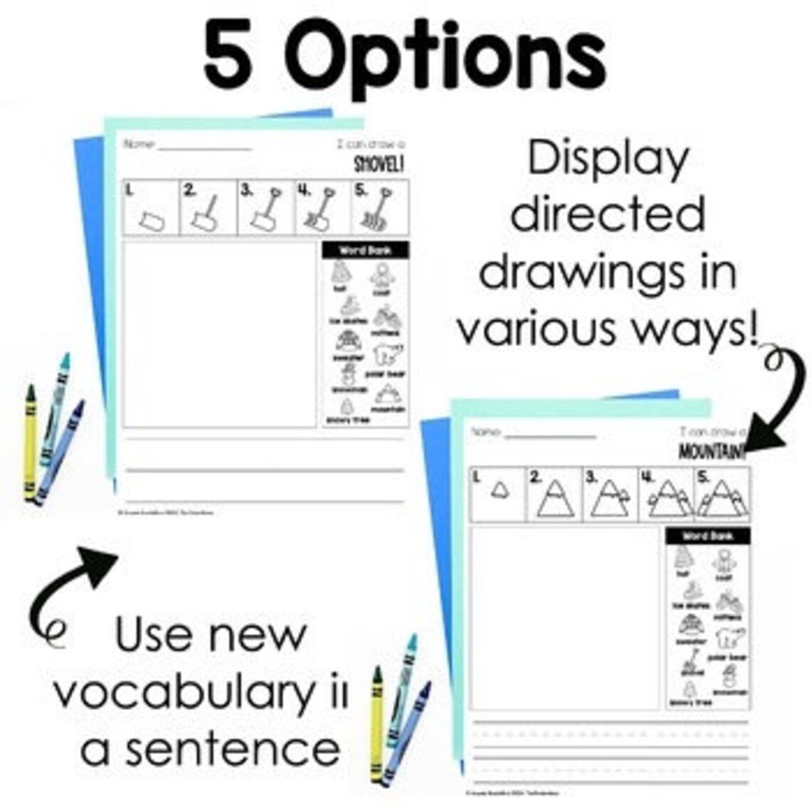 January Directed Drawings With Shapes Winter - Etsy