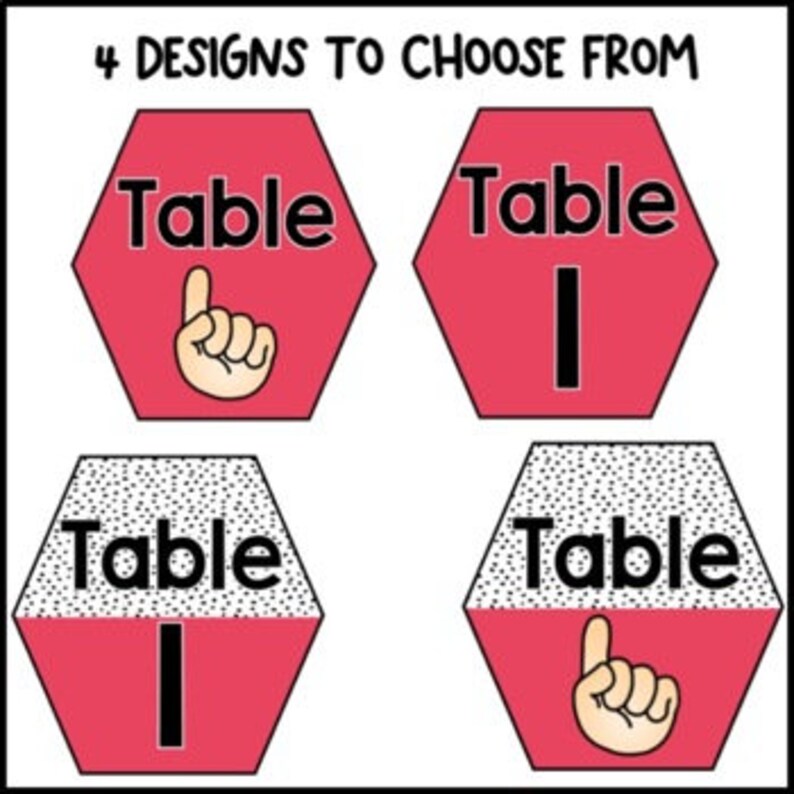 Bright Rainbow Table Group Signs | Editable | Dalmatian | Bulletin ...