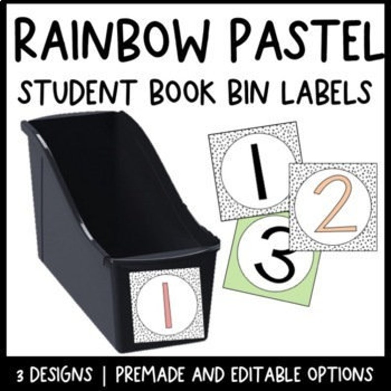 Pastel Rainbow Student Book Bin Labels | Editable | Dalmatian - Etsy
