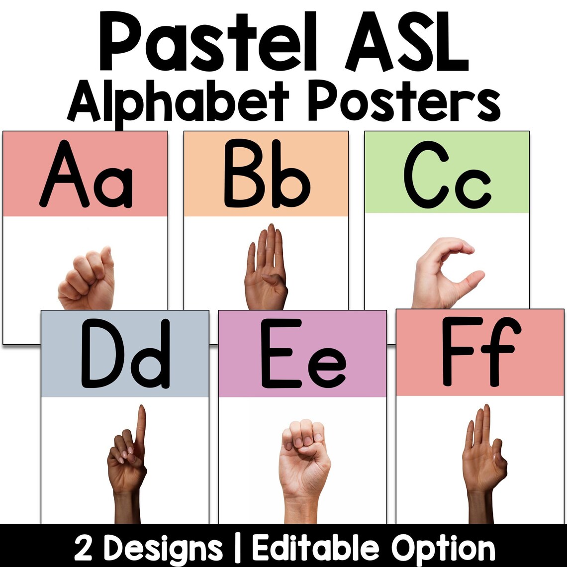 Pastel ASL Alphabet Poster | Pastel Rainbow Classroom Decor | American ...