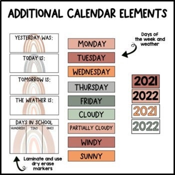 Modern Boho Calendar | Editable | Neutral Classroom Decor - Etsy