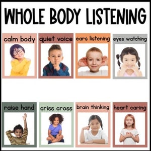 Boho Whole Body Listening Posters | Real Pictures | Classroom Rules ...