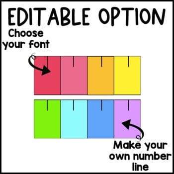 Bright Rainbow Number Line Editable Colorful Decor Classroom Decor ...