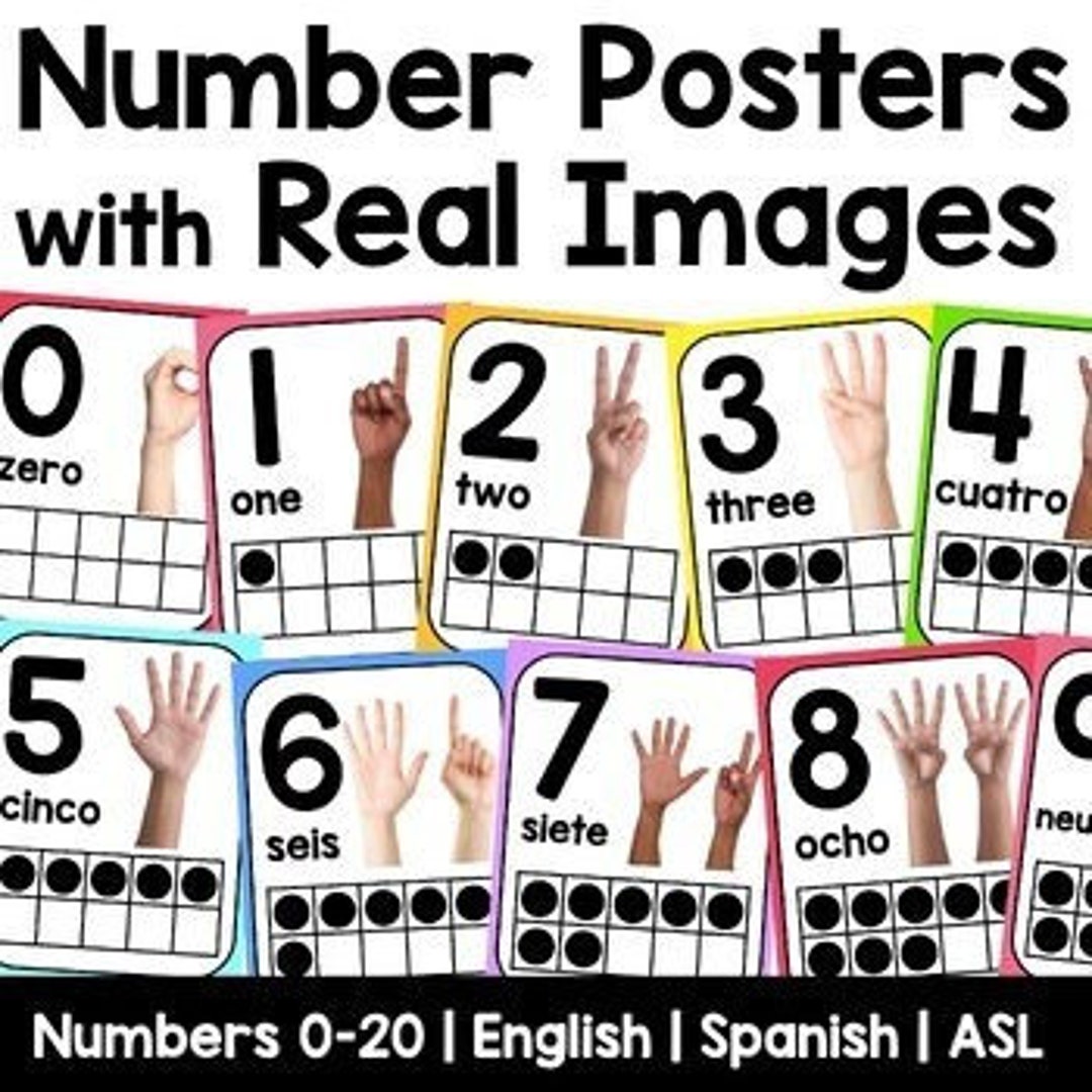 Nonfiction Number Posters | Real Pictures | ASL | Colorful Classroom ...