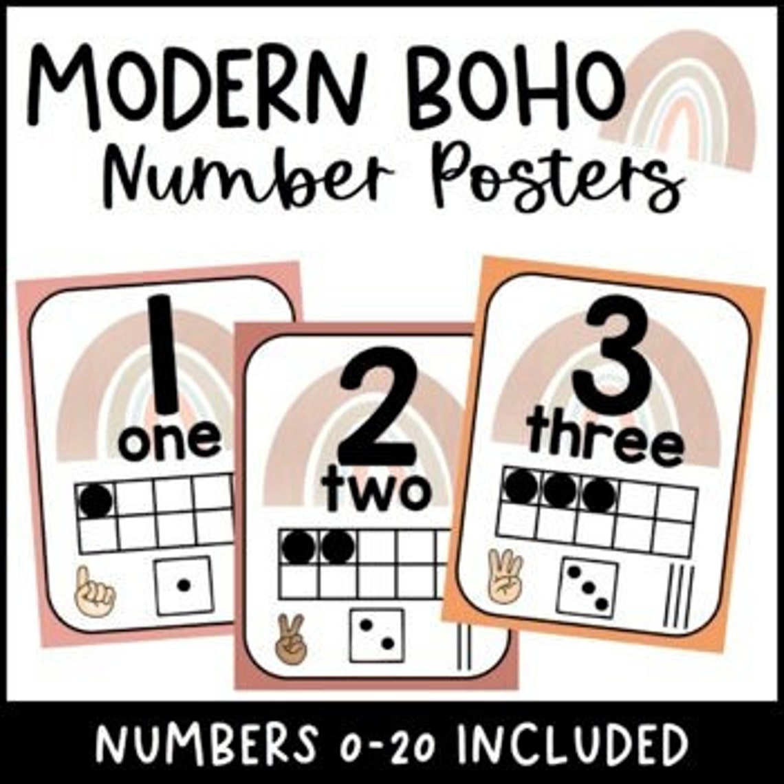 Modern Boho Number Posters Neutral Classroom Decor Printable Decor ...