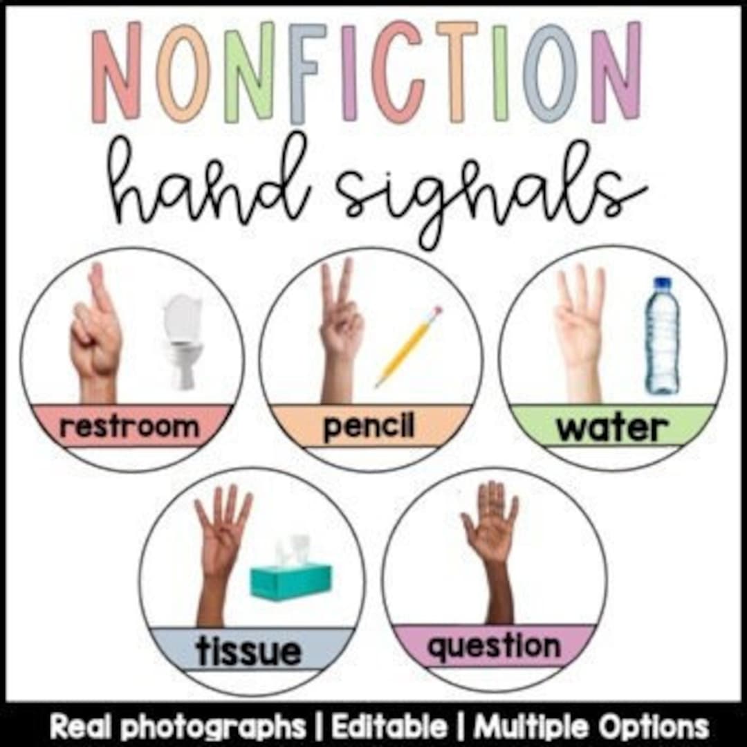 Pastel Rainbow Nonfiction Hand Signals | Real Pictures | Classroom ...