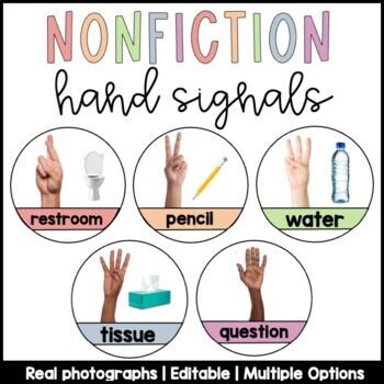 Pastel Rainbow Nonfiction Hand Signals | Real Pictures | Classroom ...