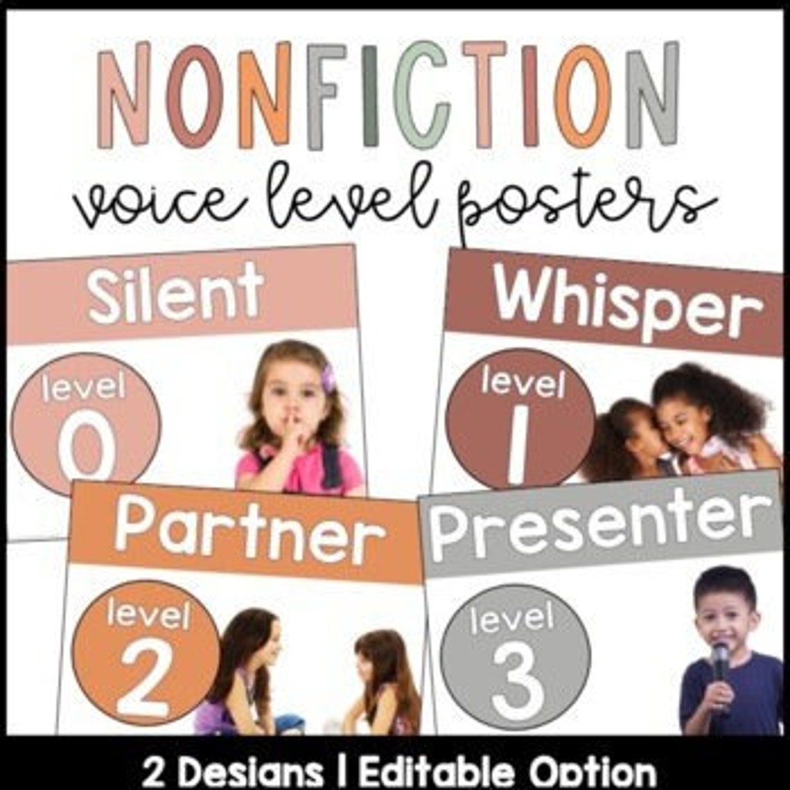 Voice Level Posters Real Pictures | Nonfiction | Editable | Boho ...