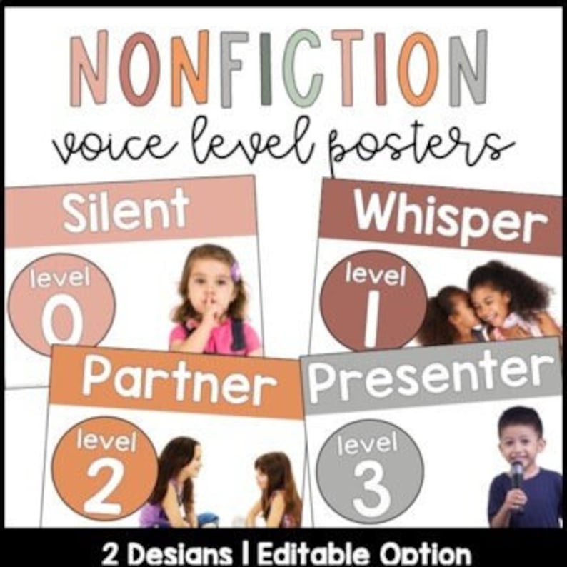 Voice Level Posters Real Pictures | Nonfiction | Editable | Boho ...