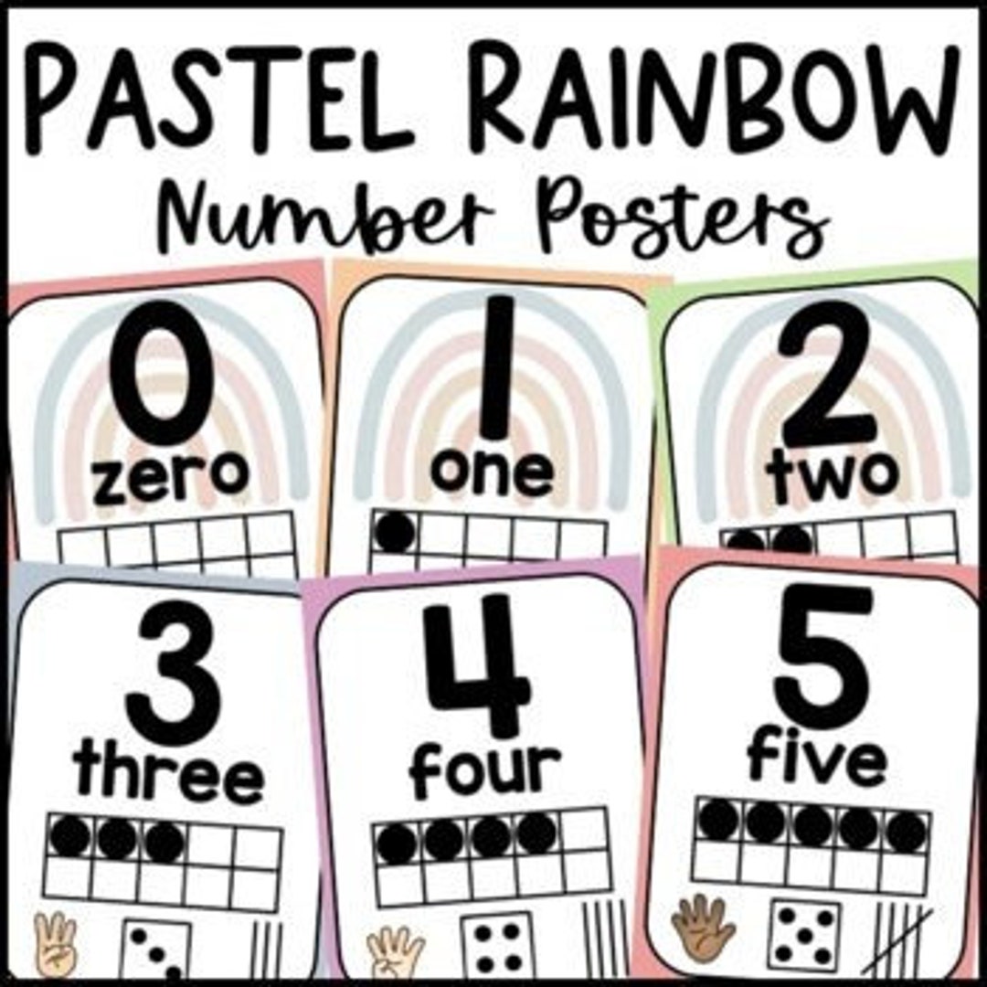 Pastel Rainbow Number Posters | Calm Classroom Decor | Printable Decor ...