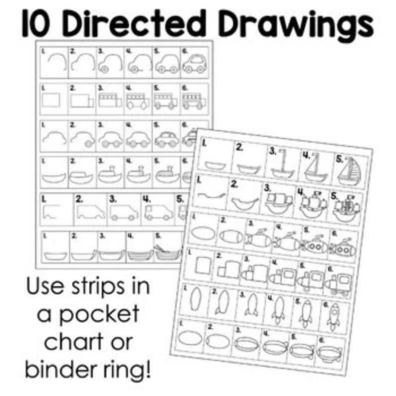 Transportation Directed Drawings Car Bus Train - Etsy