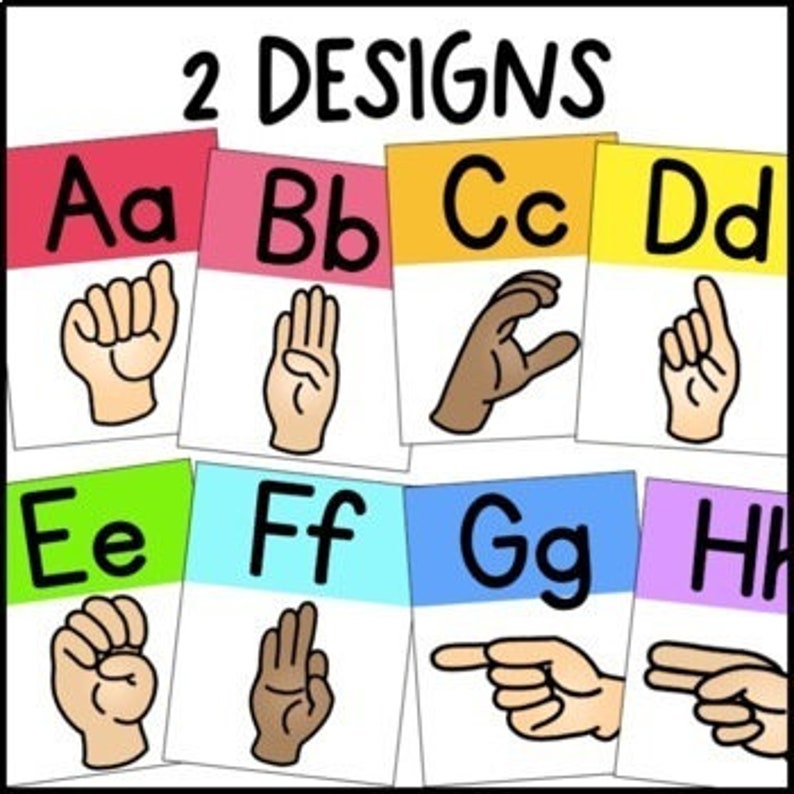 Bright Rainbow ASL Alphabet Poster | Dalmatian Print | Editable - Etsy