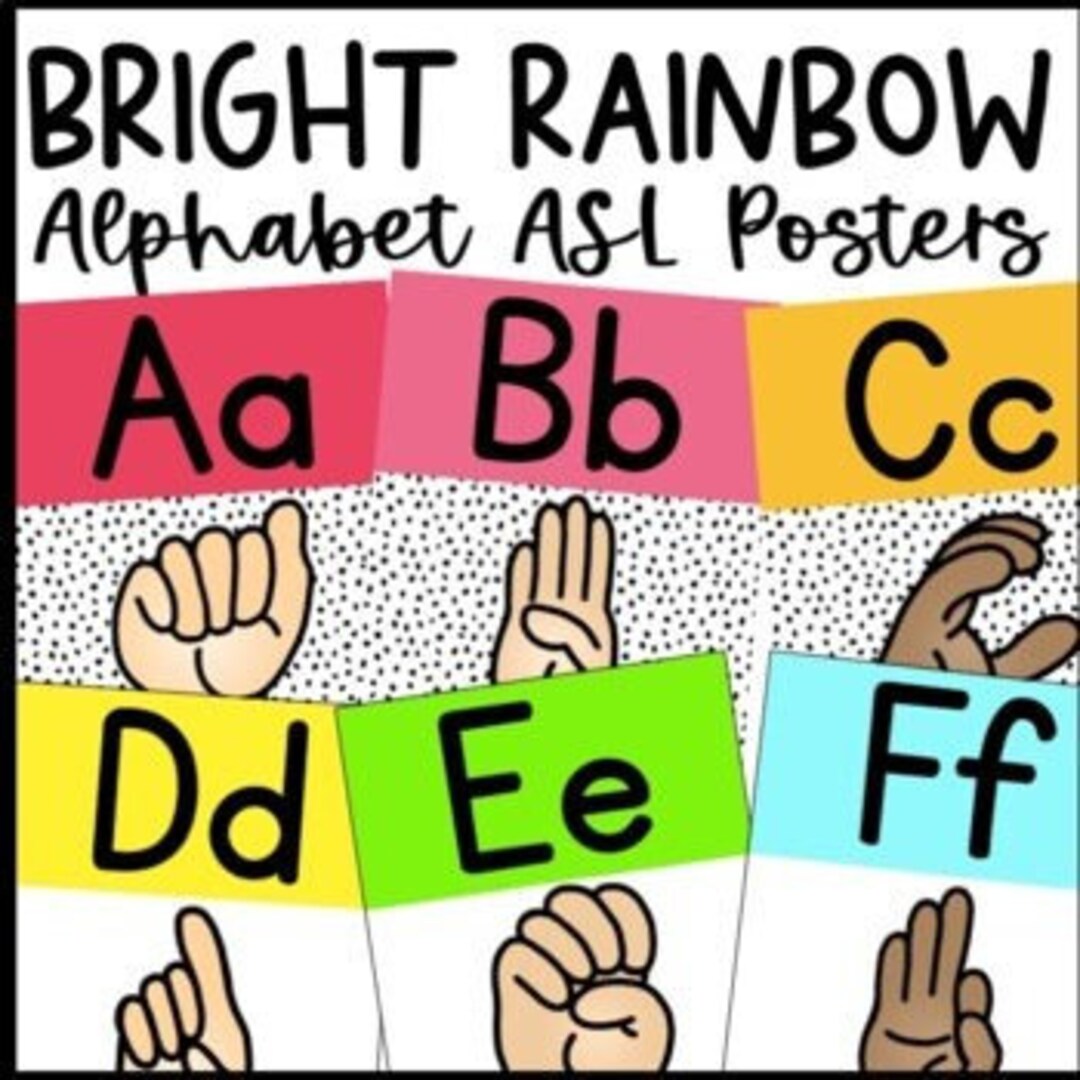 Bright Rainbow ASL Alphabet Poster | Dalmatian Print | Editable - Etsy