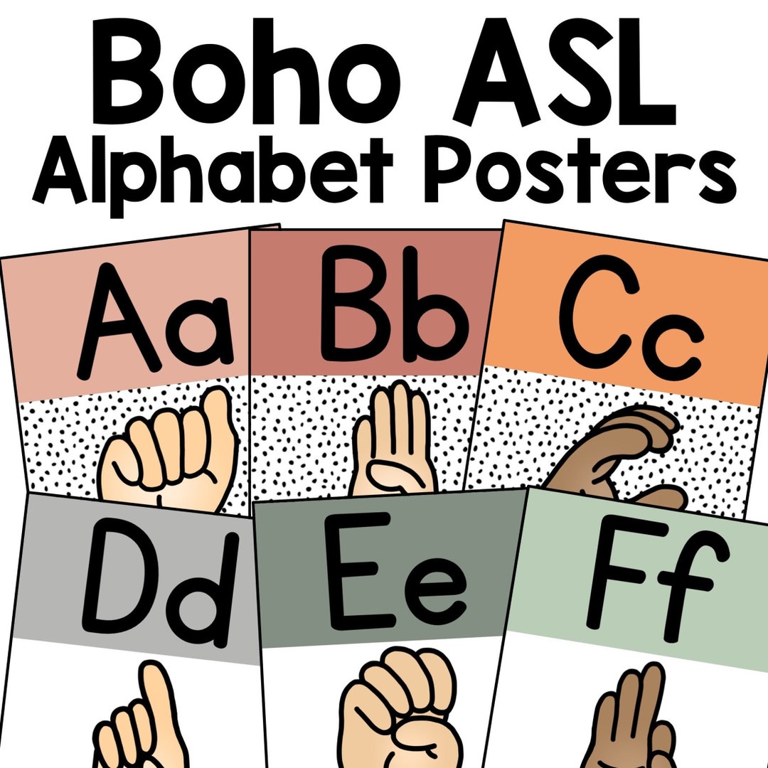 Boho ASL Alphabet Posters | Boho Classroom Decor | American Sign ...