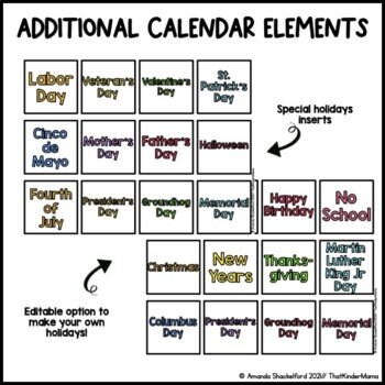 Bright Rainbow Calendar | Editable | Colorful Classroom Decor ...