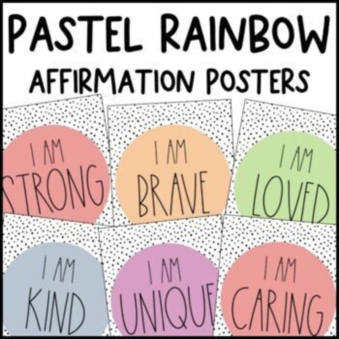 Pastel Rainbow Affirmation Posters | Editable | Calm Decor | Dalmatian ...