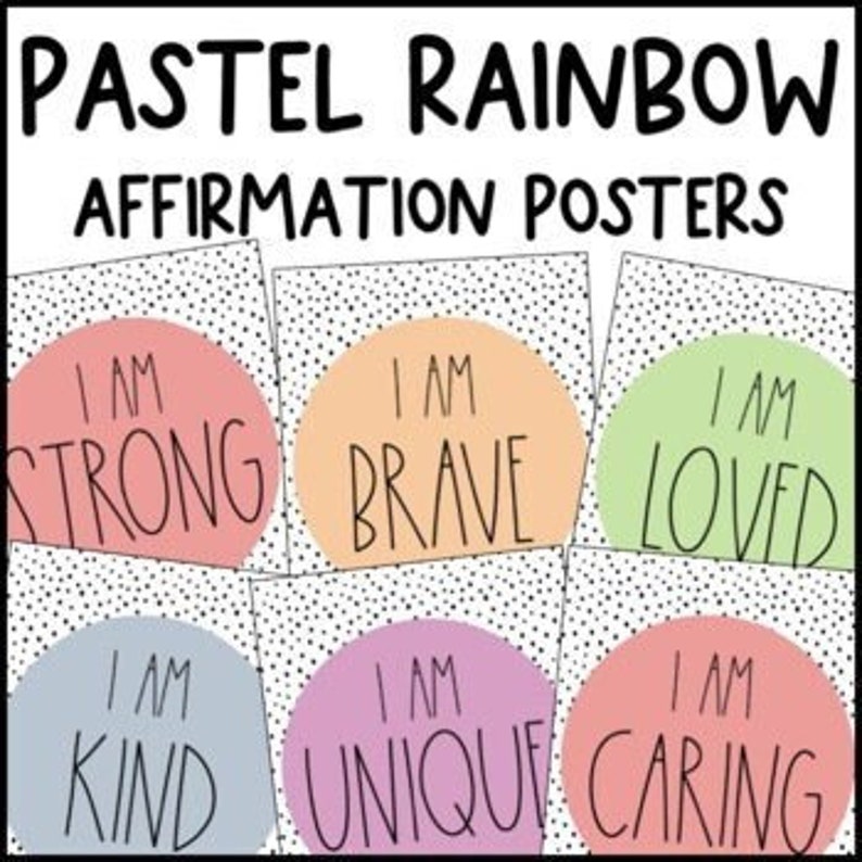 Pastel Rainbow Affirmation Posters | Editable | Calm Decor | Dalmatian ...