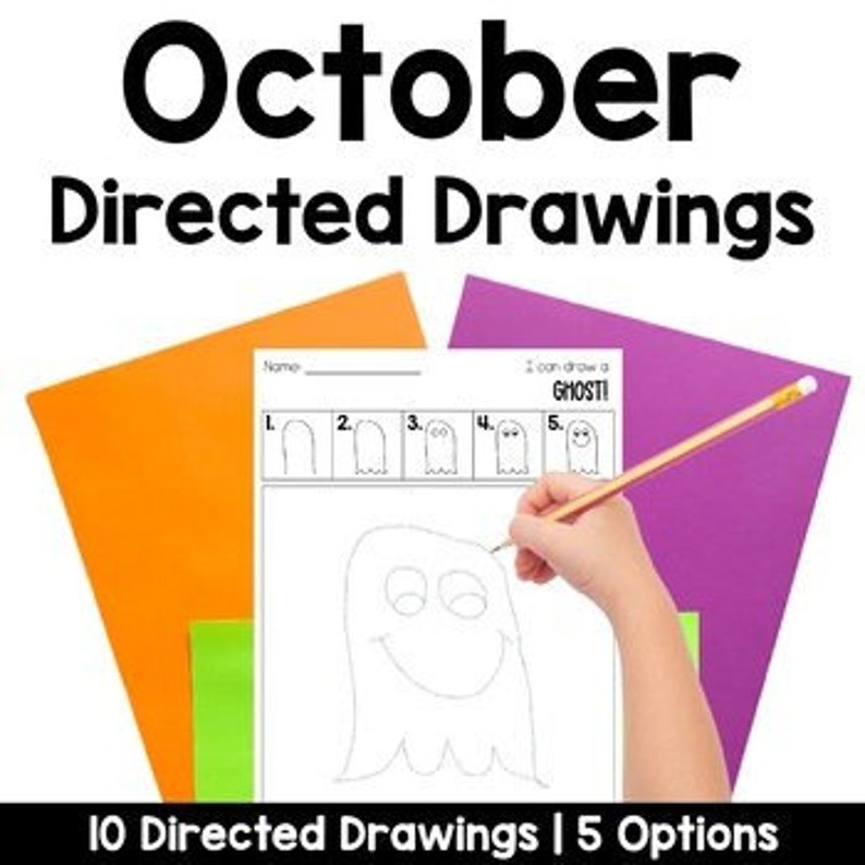 October Directed Drawings With Shapes | Halloween | Fall | Autumn - Etsy