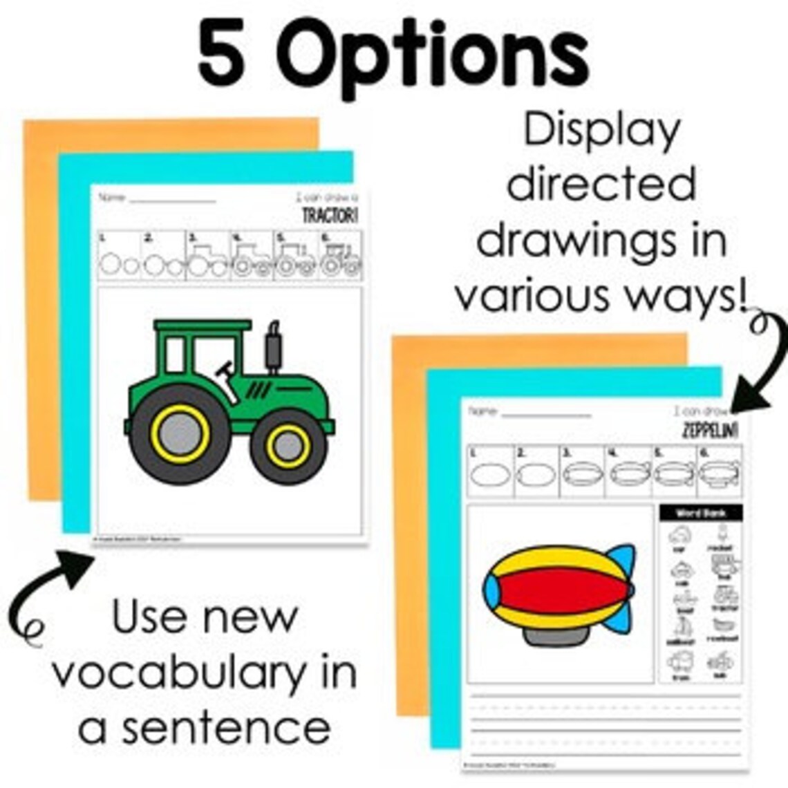 Transportation Directed Drawings | Car | Bus | Train - Etsy