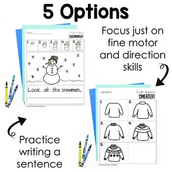 January Directed Drawings With Shapes Winter - Etsy