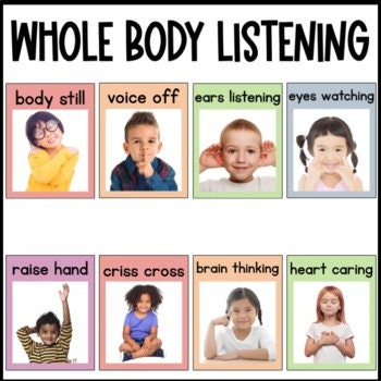 Pastel Rainbow Whole Body Listening Posters | Real Pictures | Classroom ...