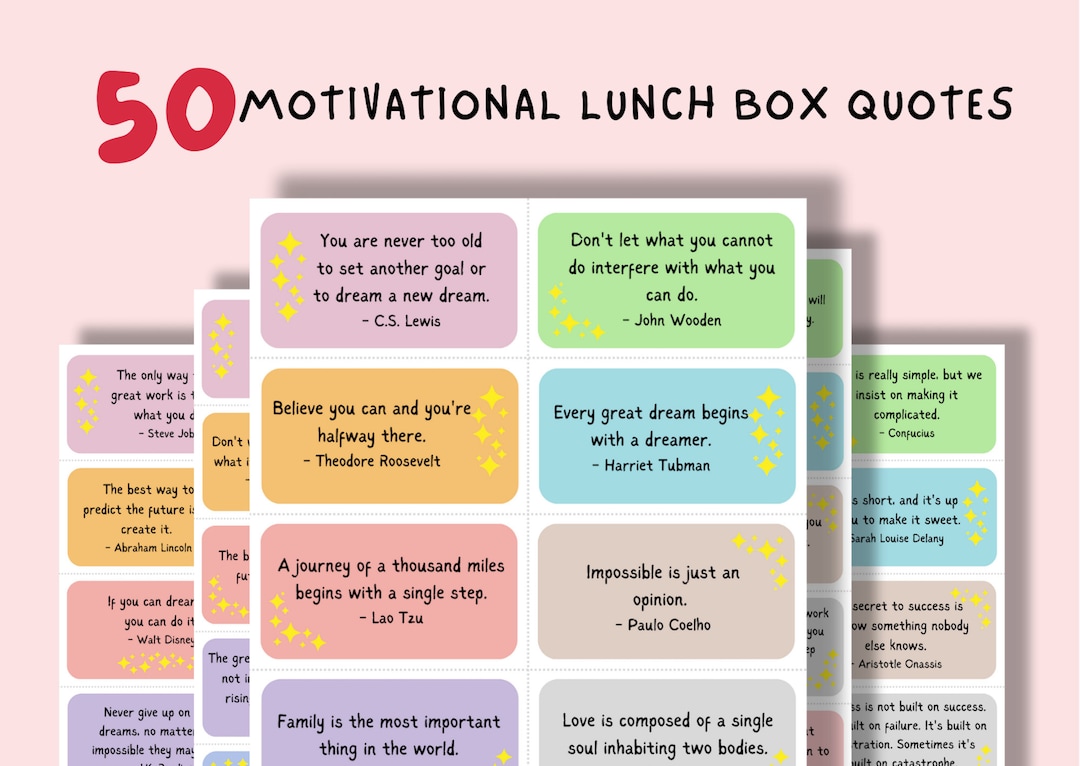 50 Printable Quotes Cards for Kids, School Lunch Box Notes ...