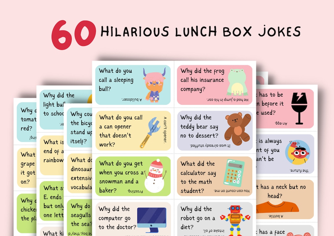 60 Joke Lunch Box Notes for Kids, Lunchbox Notes, Lunchbox Note ...