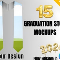 Graduation Mockup Bundle Template, Graduation Stole, Canva Graduation ...