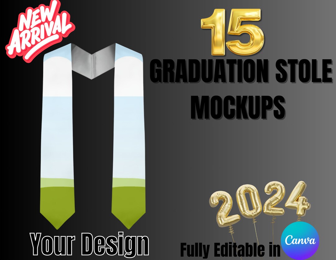 Graduation Stole Mockup Bundle, 15+ Sash Mockups, Canva Frame ...