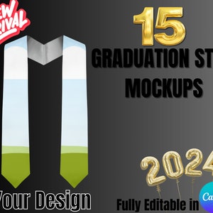 NEW 2024 Graduation Stole Mockup Bundle, Over 15 Graduation Sash ...