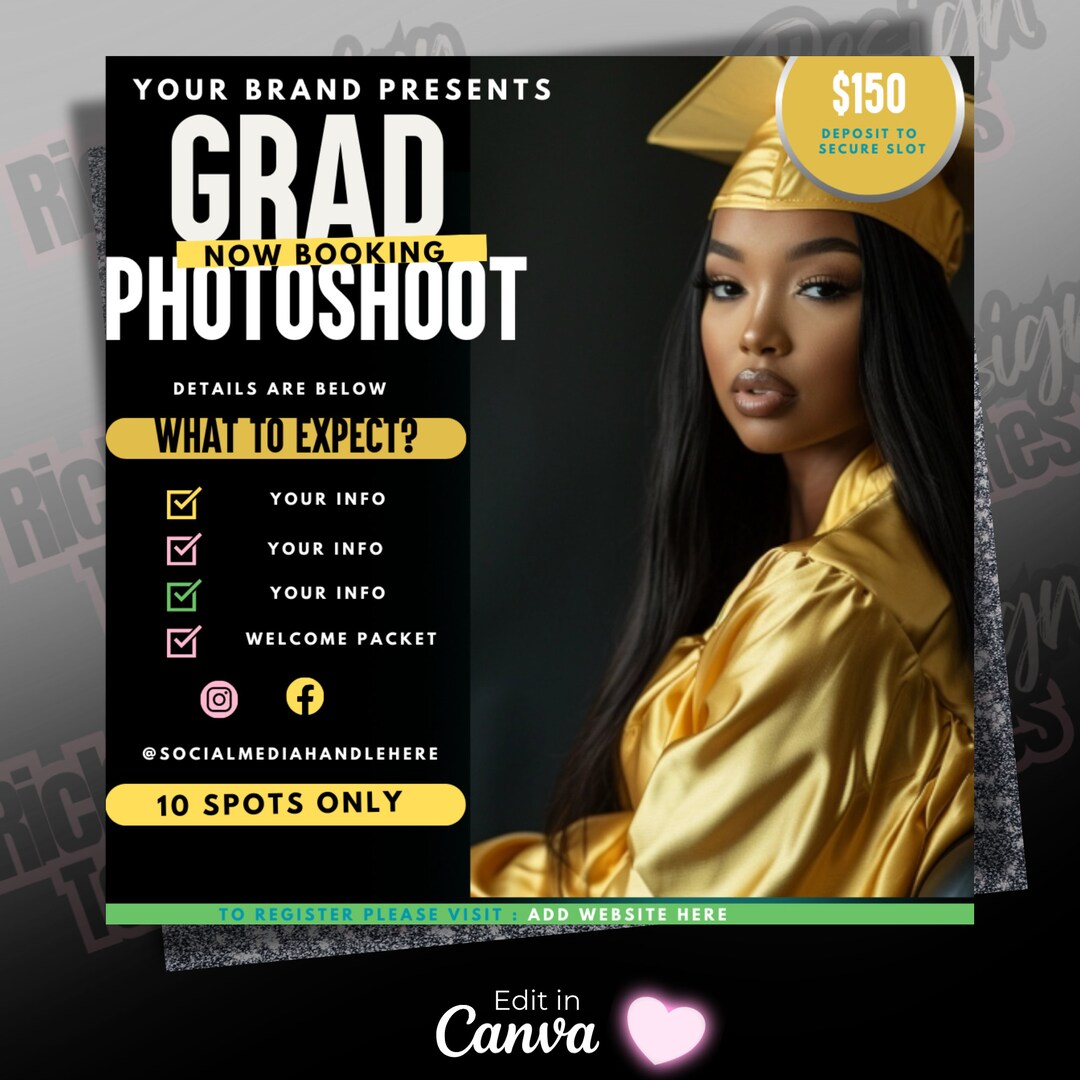 Graduation Photoshoot Flyer, Photographer Prom Flyer, Graduation Photos ...