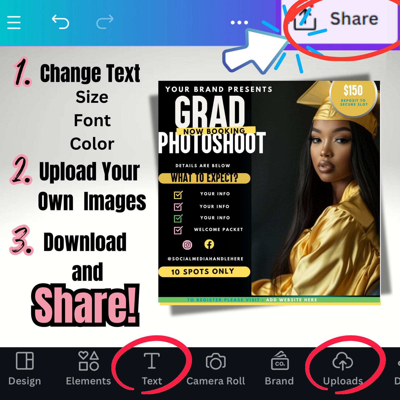 Graduation Photoshoot Flyer, Photographer Prom Flyer, Graduation Photos ...