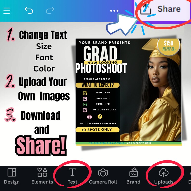 Graduation Photoshoot Flyer, Photographer Prom Flyer, Graduation Photos ...