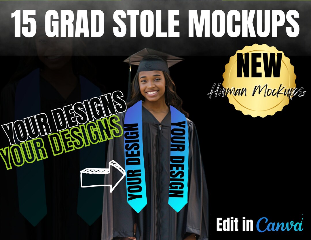 15 Graduation Stole Canva Frames and Mockups, Graduation Sash Mockups ...