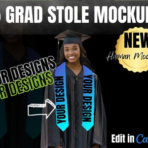 15 Graduation Stole Canva Frames and Mockups, Graduation Sash Mockups ...