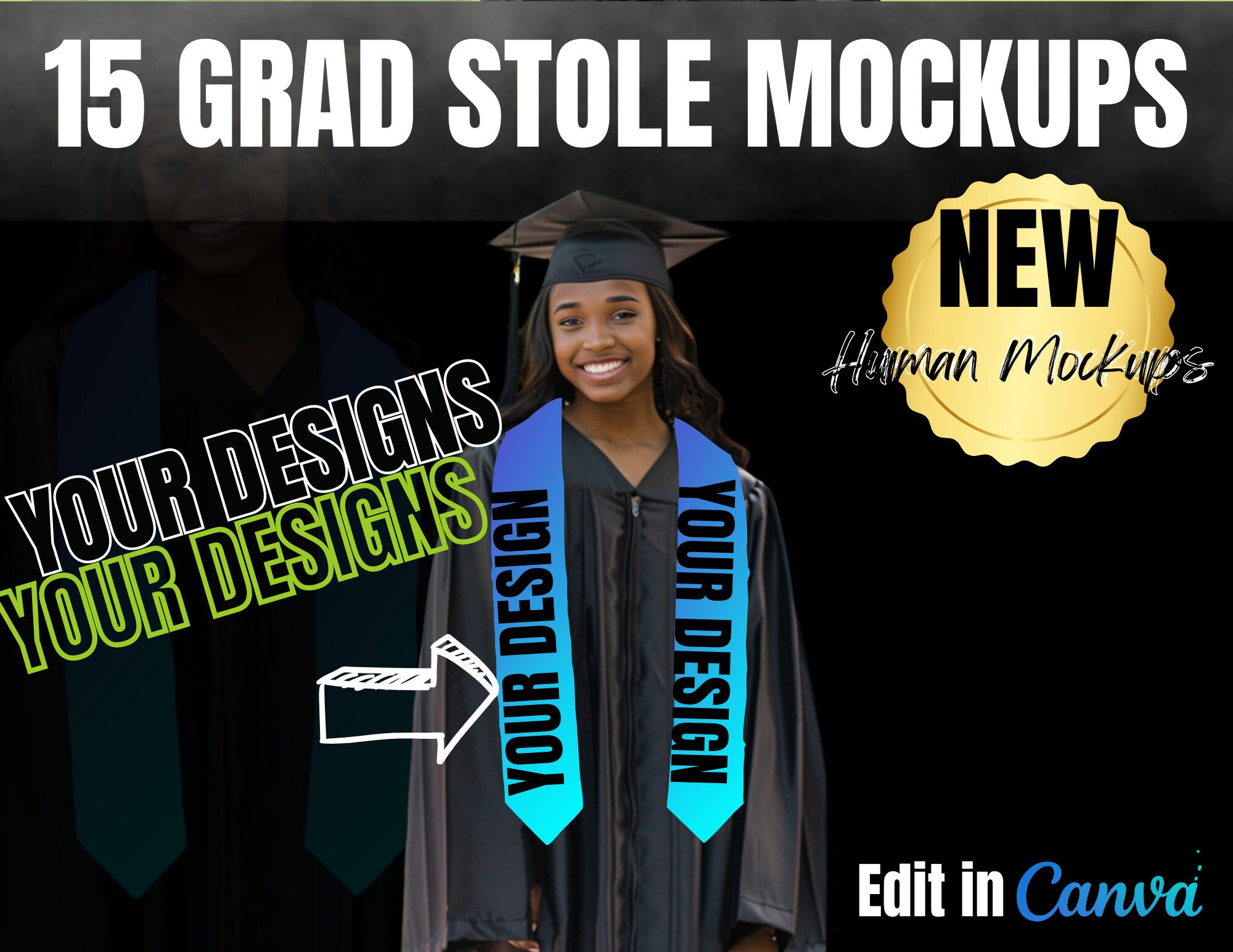 15 Graduation Stole Canva Frames and Mockups, Graduation Sash Mockups ...